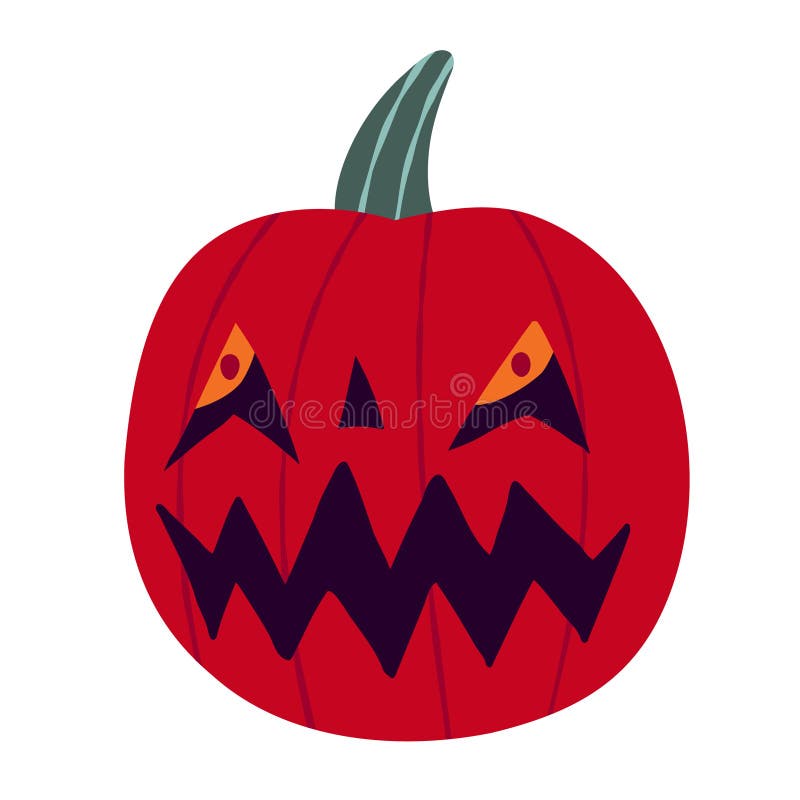 Funky Pumpkin with an Evil Muzzle, an Illustration in a Modern Childish ...