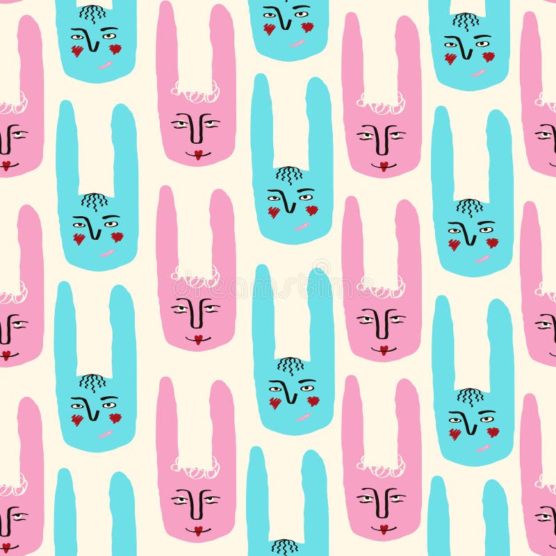 Funky Rabbit with a Lovely Face Pattern. Valentines Day Freaky Comic ...