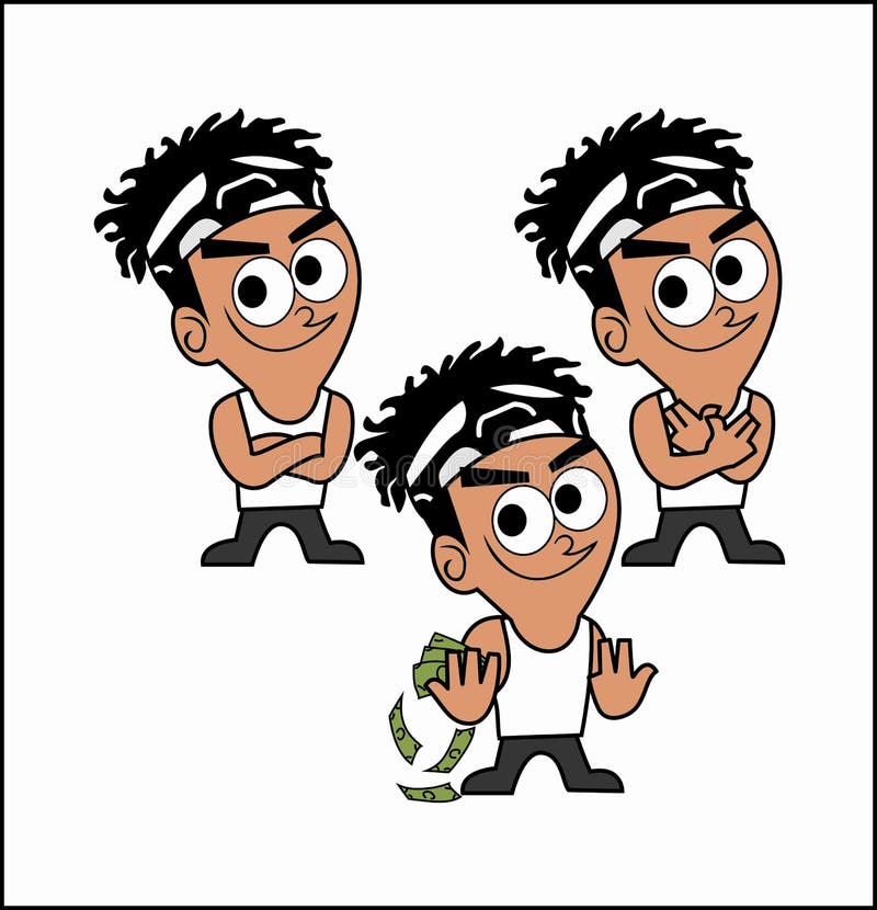 Funky Rapper Men Cartoon Character Holding Money Stock Vector ...