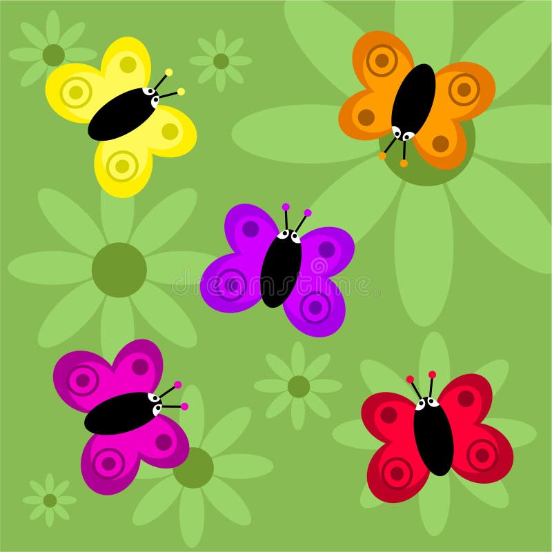 Funky retro butterflies stock illustration. Illustration of nature - 992331