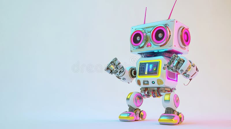 Funky Retro Robot Character Stock Illustration - Illustration of ...