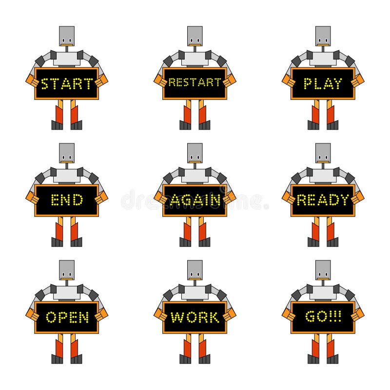 Funky robots stock vector. Illustration of label, billboard - 8990367