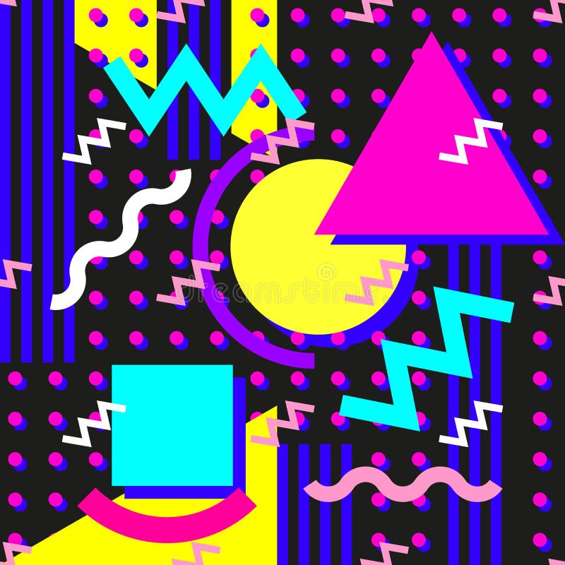 Funky 80s Eighties Memphis Seamless Pattern Geometric Design Stock ...