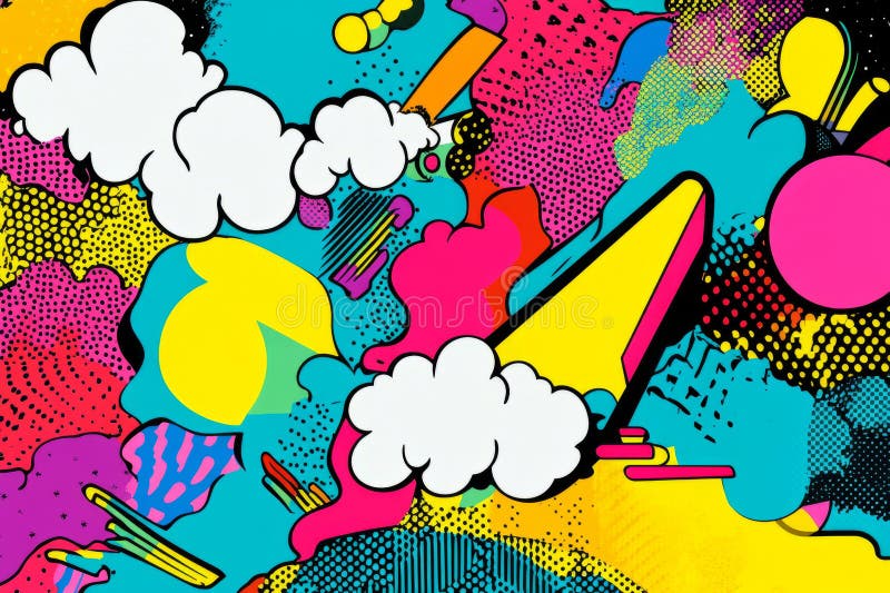 A Funky 90s Pop Art Explosion with Comic Book Halftones, Oversized ...