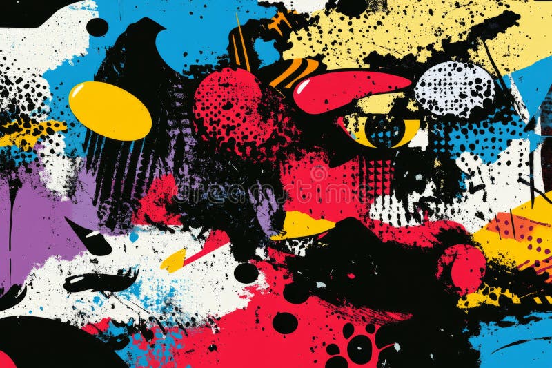 A Funky 90s Pop Art Explosion with Comic Book Halftones, Oversized ...