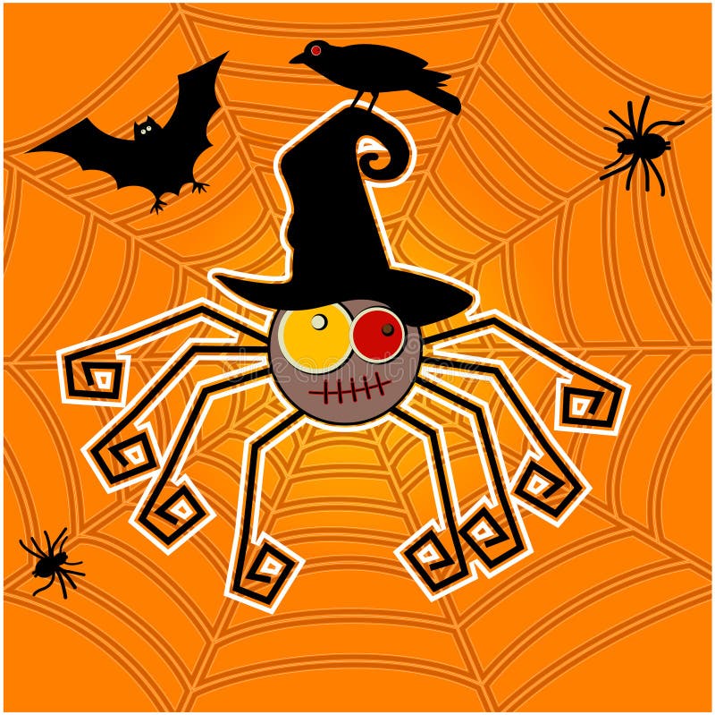 Funky spider in Witch Hat stock vector. Illustration of hand - 34146994