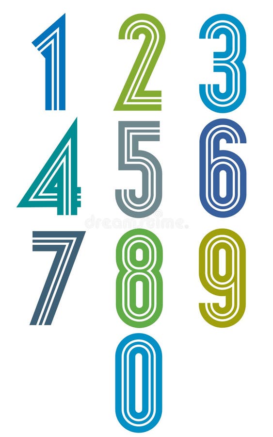 Funky stripes numbers set. stock vector. Illustration of sans - 57709242
