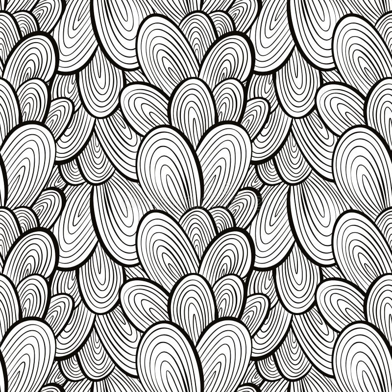 Funky Style Seamless Pattern, Monochrome, Hand Drawn Vector Back Stock ...