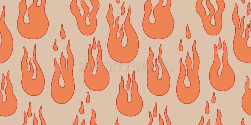 Funky Summer Groovy Flame Vector Seamless Pattern Stock Illustration ...