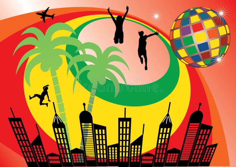 Funky town stock vector. Illustration of panorama, cityscape - 21525724