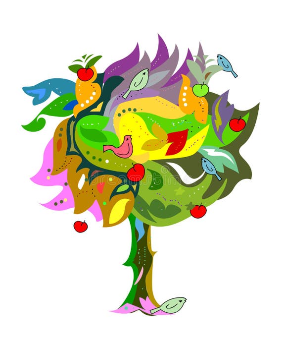 Funky tree stock vector. Illustration of colors, creative - 11176797