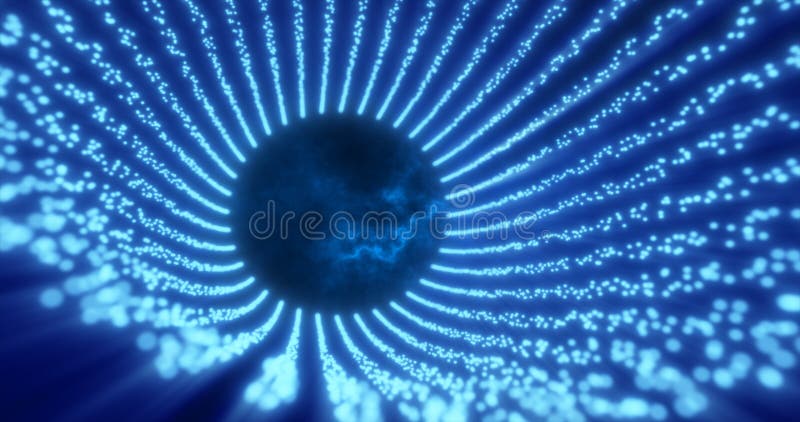 Funnel of Blue Energy Particles in the Form of a Tunnel Glowing Bright ...
