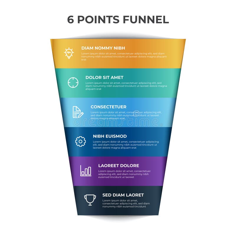 3 Points of Funnel Diagram with Arrows, Stages and Steps Infographic ...