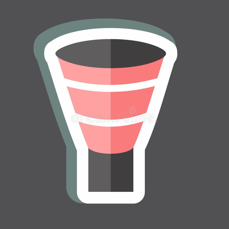 Funnel Chart Sticker in Trendy Isolated on Black Background Stock ...
