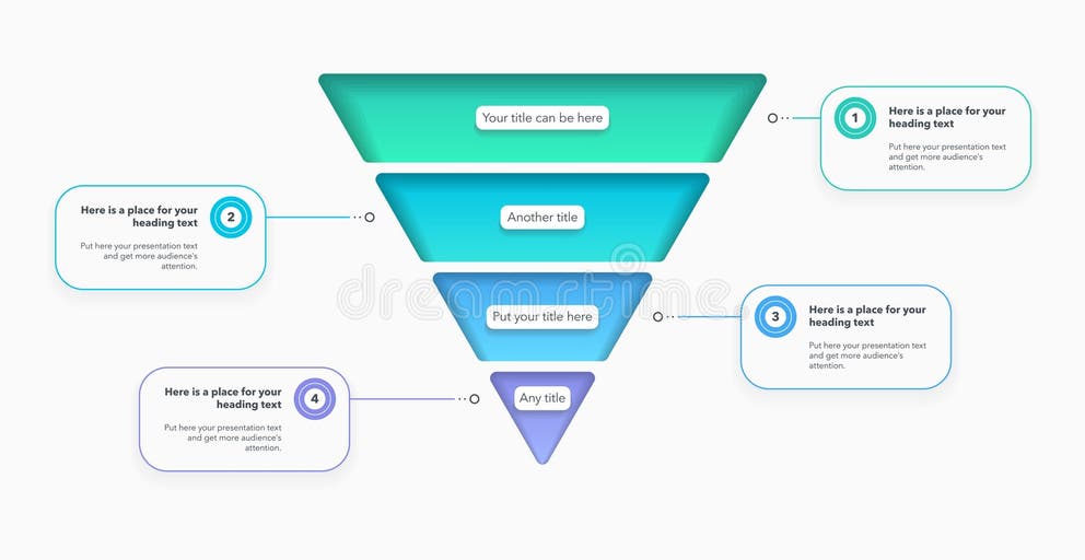 Modern Funnel Chart Template with 4 Colorful Sections Stock ...