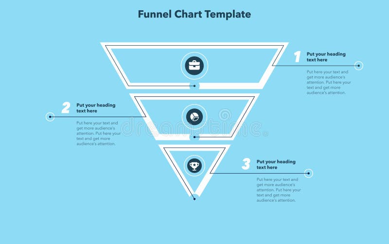 Funnel Chart Template with 3 Sections - Blue Version Stock Vector ...