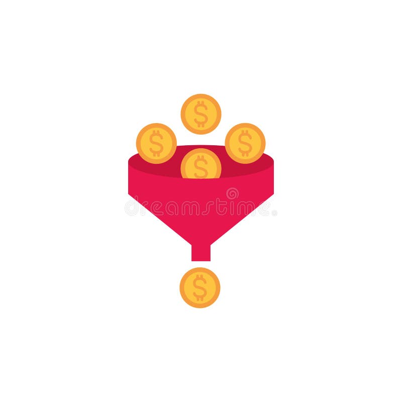 Funnel Coins Money Flat Image Style Stock Vector - Illustration of ...