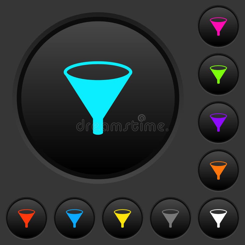 Funnel Dark Push Buttons with Color Icons Stock Vector - Illustration ...