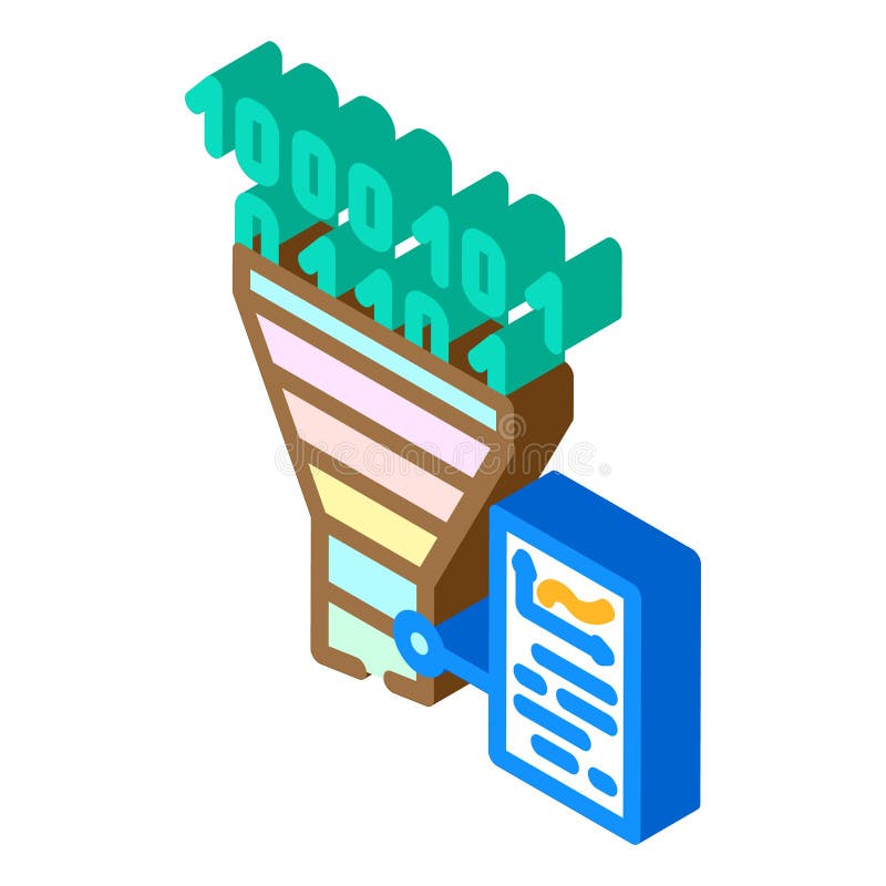 Funnel Diagram Big Data Isometric Icon Vector Illustration Stock ...