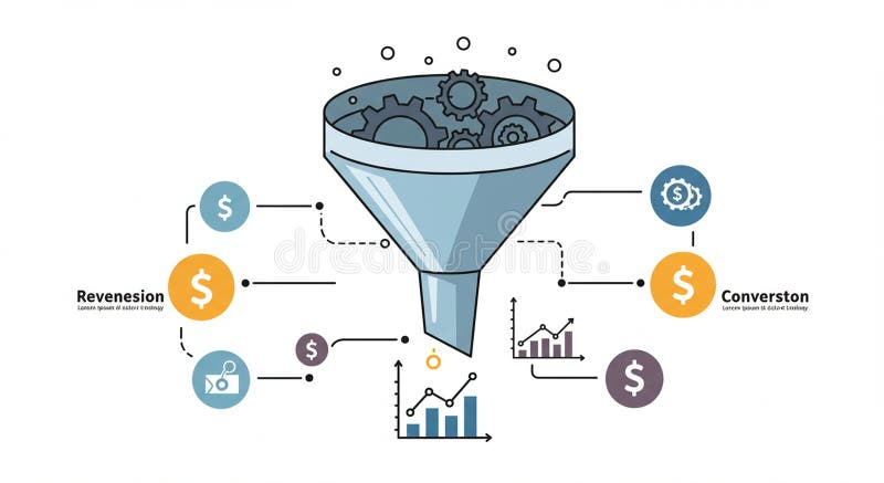 A Funnel Diagram Illustrating a Business Process Flow. the Large Funnel ...