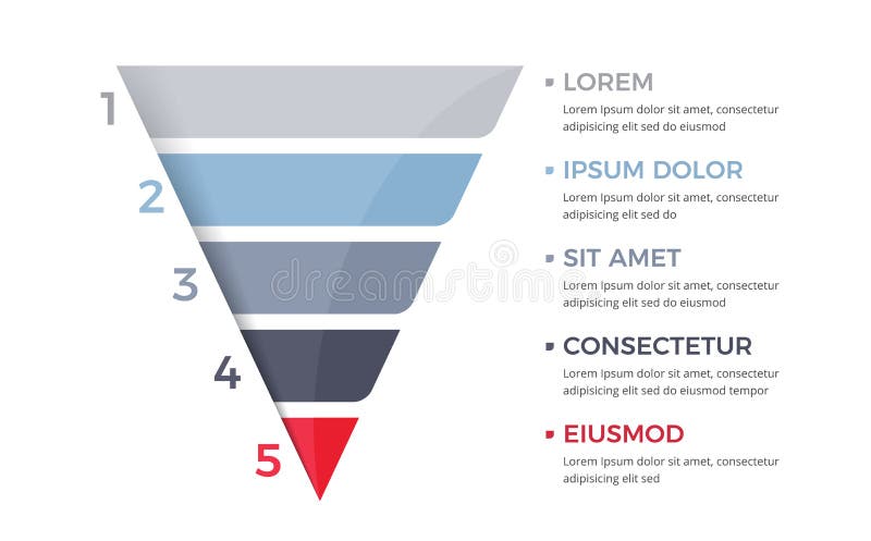 Funnel Diagram Infographic Template Stock Vector - Illustration of ...