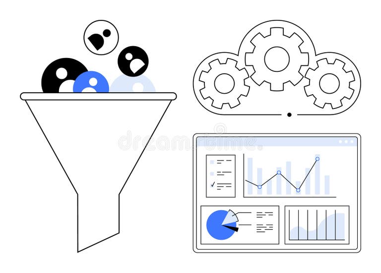 Funnel Data Optimization Stock Illustrations – 3,024 Funnel Data ...