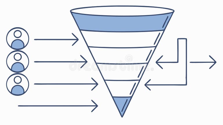 Funnel with Flowing Elements. Data Flow, Process, Strategy, Vector ...
