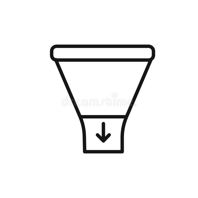 Funnel Icon Thin Line Art Isolated Stock Vector - Illustration of datum ...