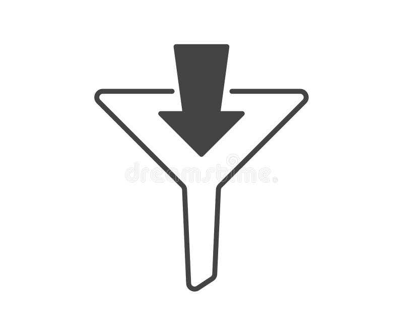 Funnel Icon Vector. Sort Sign, Filter Symbol Black and White Stock ...