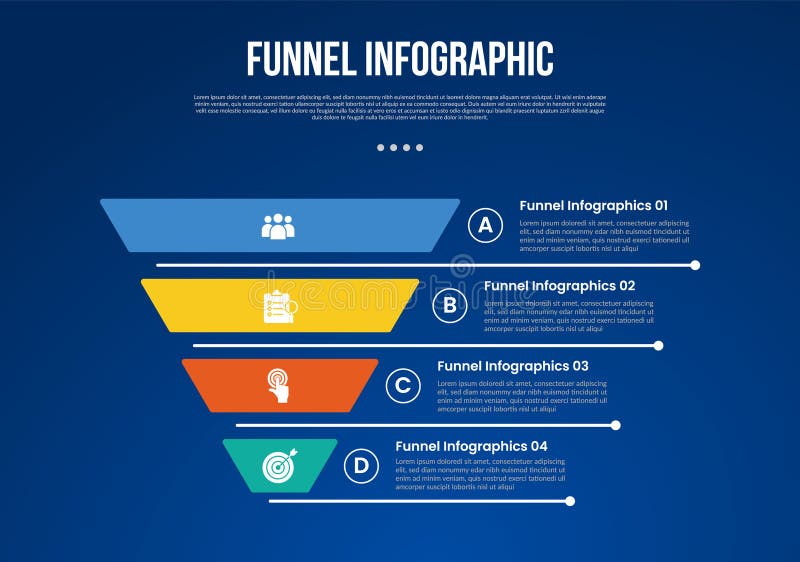 Funnel Infographic with Reverse Pyramid and Line Separation Distance ...