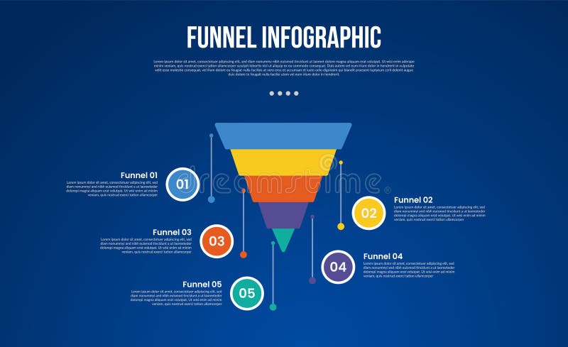 Funnel Infographic with Reverse Pyramid Sharp Pointy with Line Point ...