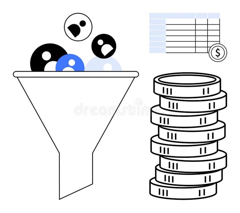 Funnel Processing Coins Stock Illustrations – 18 Funnel Processing ...