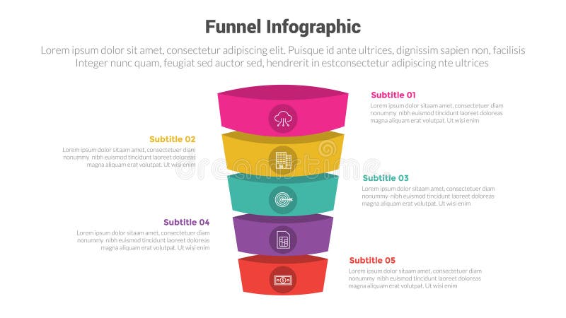 Funnel Shape Infographics Template Diagram with 3d Vertical Shape ...