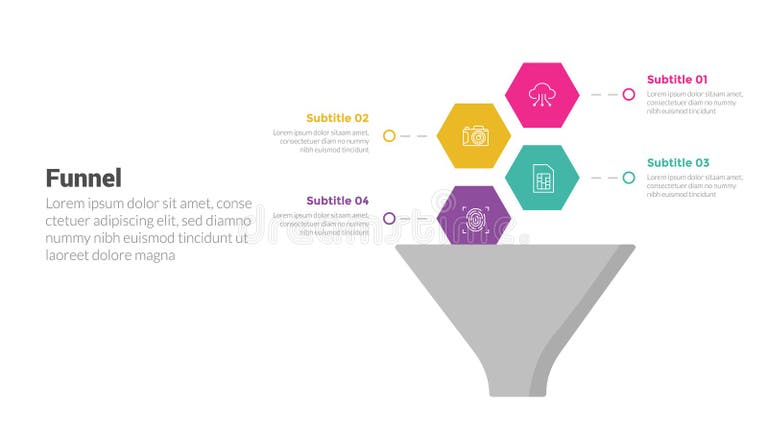Funnel Shape Infographics Template Diagram with Honeycomb and Funnels ...