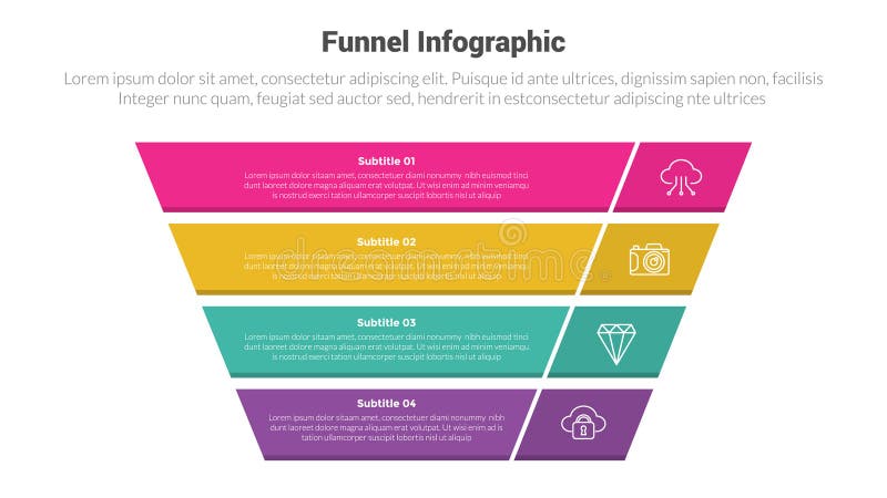 Funnel Shape Infographics Template Diagram with Round Shape Reverse ...