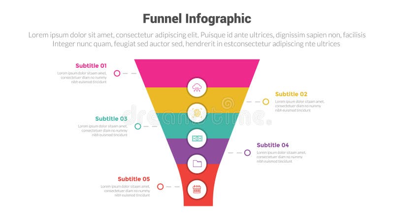 Funnel Shape Infographics Template Diagram with Round Shape Reverse ...
