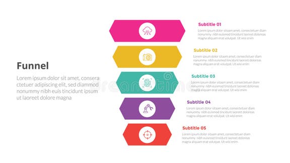 Funnel Shape Infographics Template Diagram with Vertical Rectangle ...