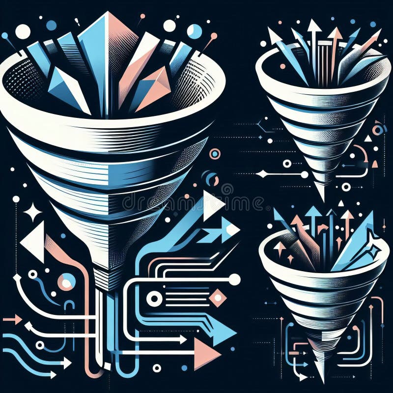 Funnel Shapes Stylized with Geometric Lines and Angular Forms Re Stock ...