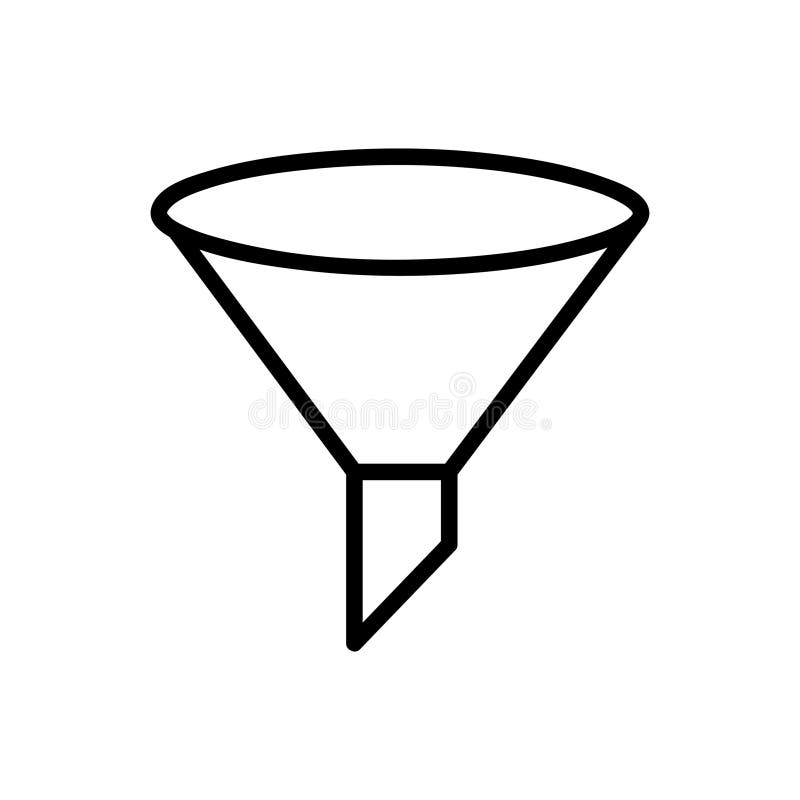 Funnel Vector Icon, Outline Style, Isolated on White Background. Stock ...