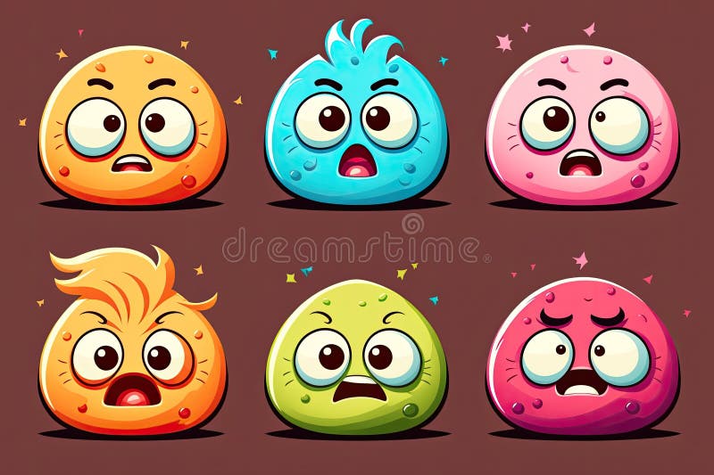 Funny Abstract Comic Faces with Different Emotions. Generative Ai Stock ...