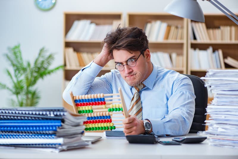 The Funny Accountant Bookkeeper Working in the Office Stock Photo ...