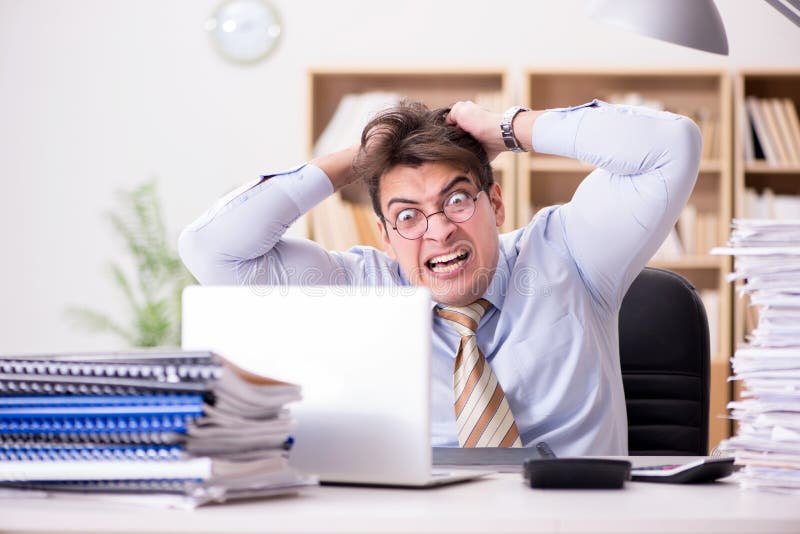 The Funny Accountant Bookkeeper Working in the Office Stock Photo ...
