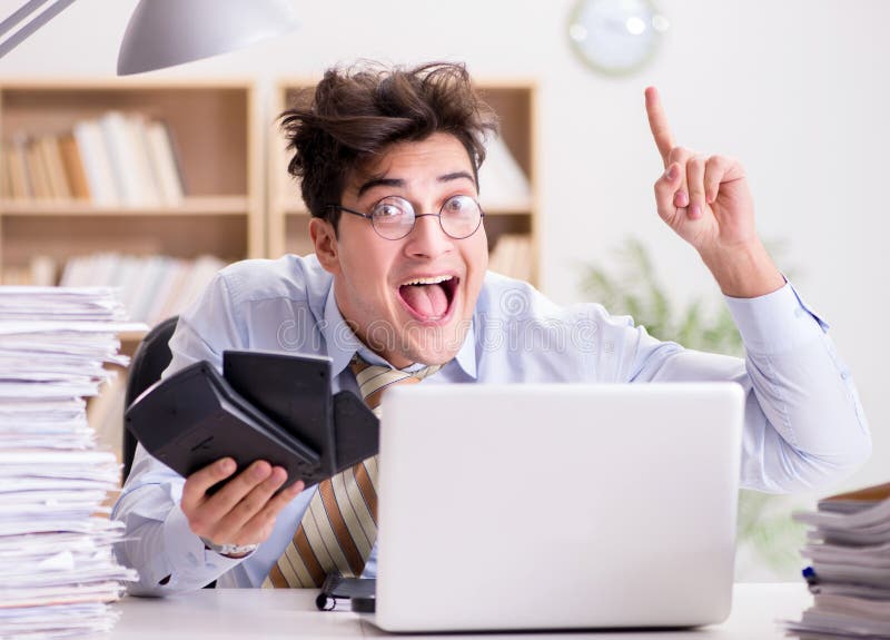 Funny Accountant Bookkeeper Working in the Office Stock Image - Image ...
