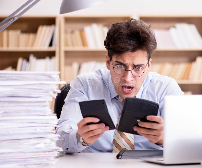 Funny Accountant Bookkeeper Working in the Office Stock Photo - Image ...