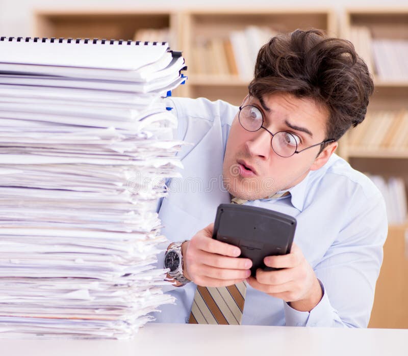 Funny Accountant Bookkeeper Working in the Office Stock Photo - Image ...