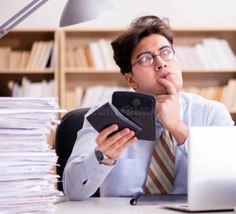 Funny Accountant Bookkeeper Working in the Office Stock Image - Image ...