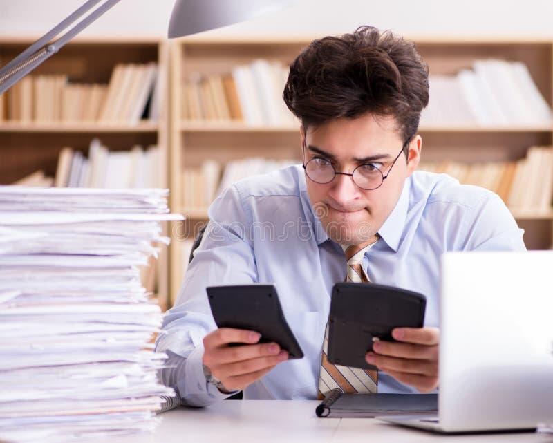 Funny Accountant Bookkeeper Working in the Office Stock Photo - Image ...