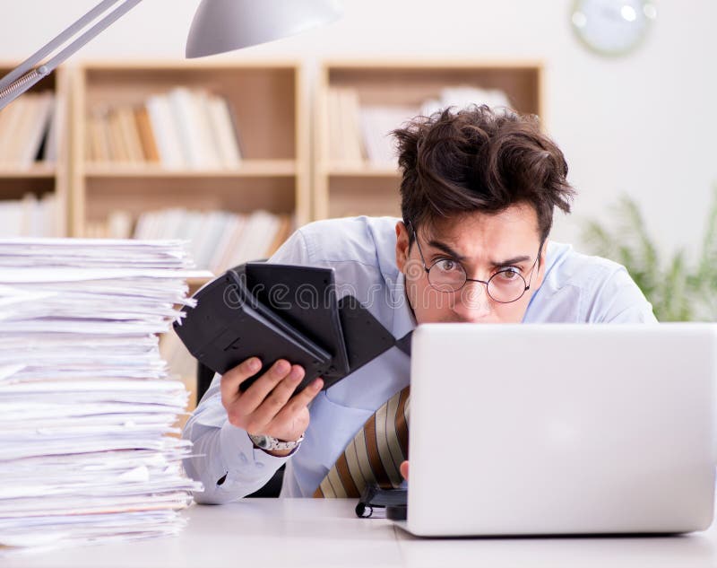 Funny Accountant Bookkeeper Working in the Office Stock Photo - Image ...
