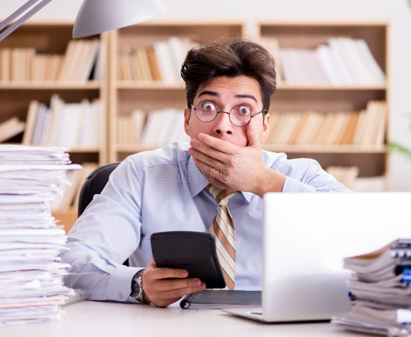 Funny Accountant Bookkeeper Working in the Office Stock Photo - Image ...