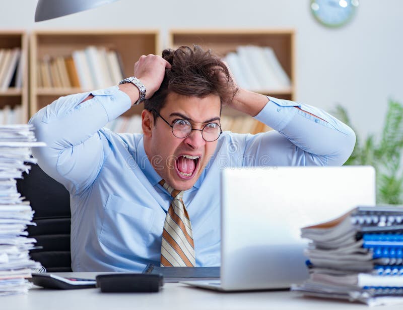 Funny Accountant Bookkeeper Working in the Office Stock Photo - Image ...